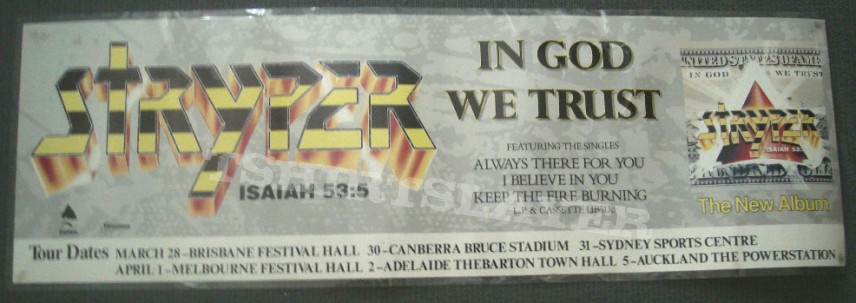 Stryper - 1989 Australian Tour Promo Poster | TShirtSlayer TShirt and ...