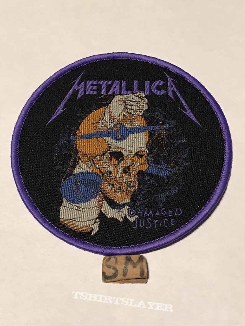 Metallica Damaged Justice patch purple border | TShirtSlayer TShirt and ...