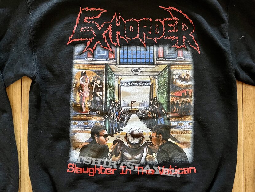 Exhorder Logo Hoodie Sweater with Slaughter in the Vatican Artwork on ...