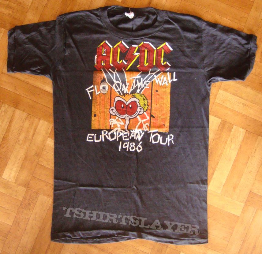 Ac Dc Ac Dc Fly On The Wall Original 1986 European Tour Shirt