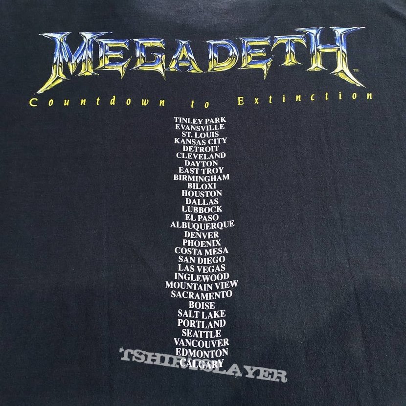Megadeth Countdown To Extinction Tour 1992 | TShirtSlayer TShirt and ...