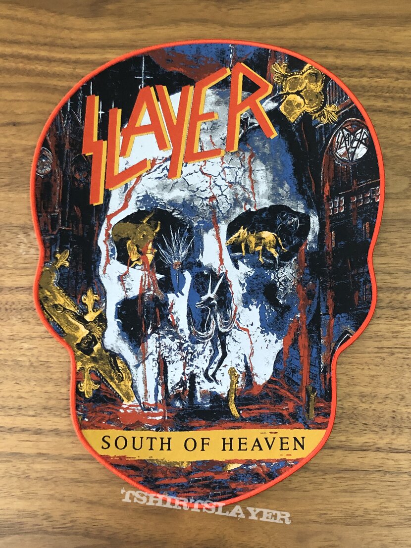 Slayer South Of Heaven red border backpatch | TShirtSlayer TShirt and BattleJacket Gallery