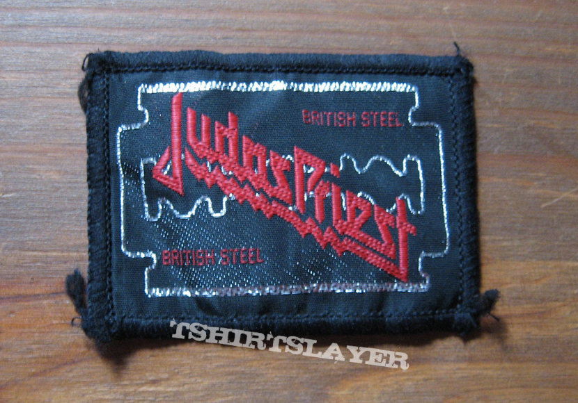 JUDAS PRIEST British Steel "razor blade" vintage woven mini patch ...