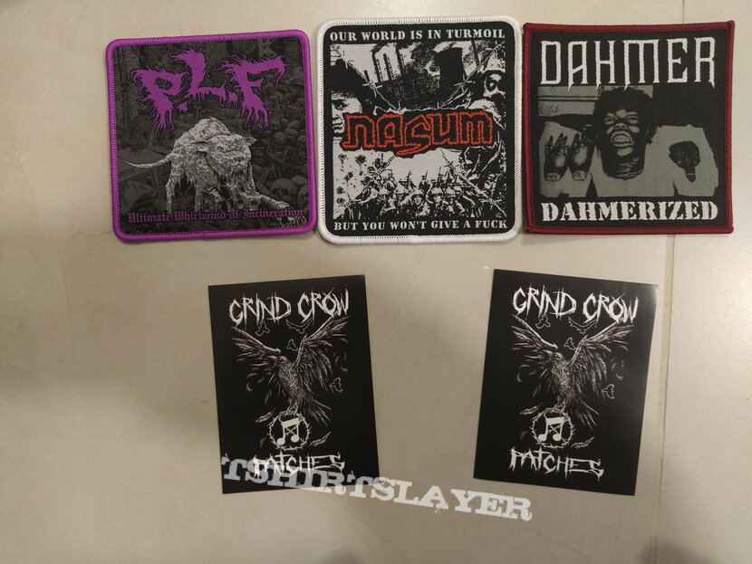 Dahmer . P.L.F .Nasum. Official grindcore woven patches 9$ in the photo ...