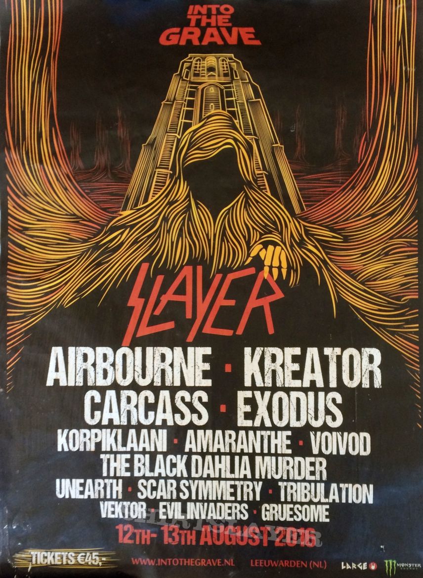 slayer into the grave tour poster 2016 aug 12th + 13th | TShirtSlayer ...